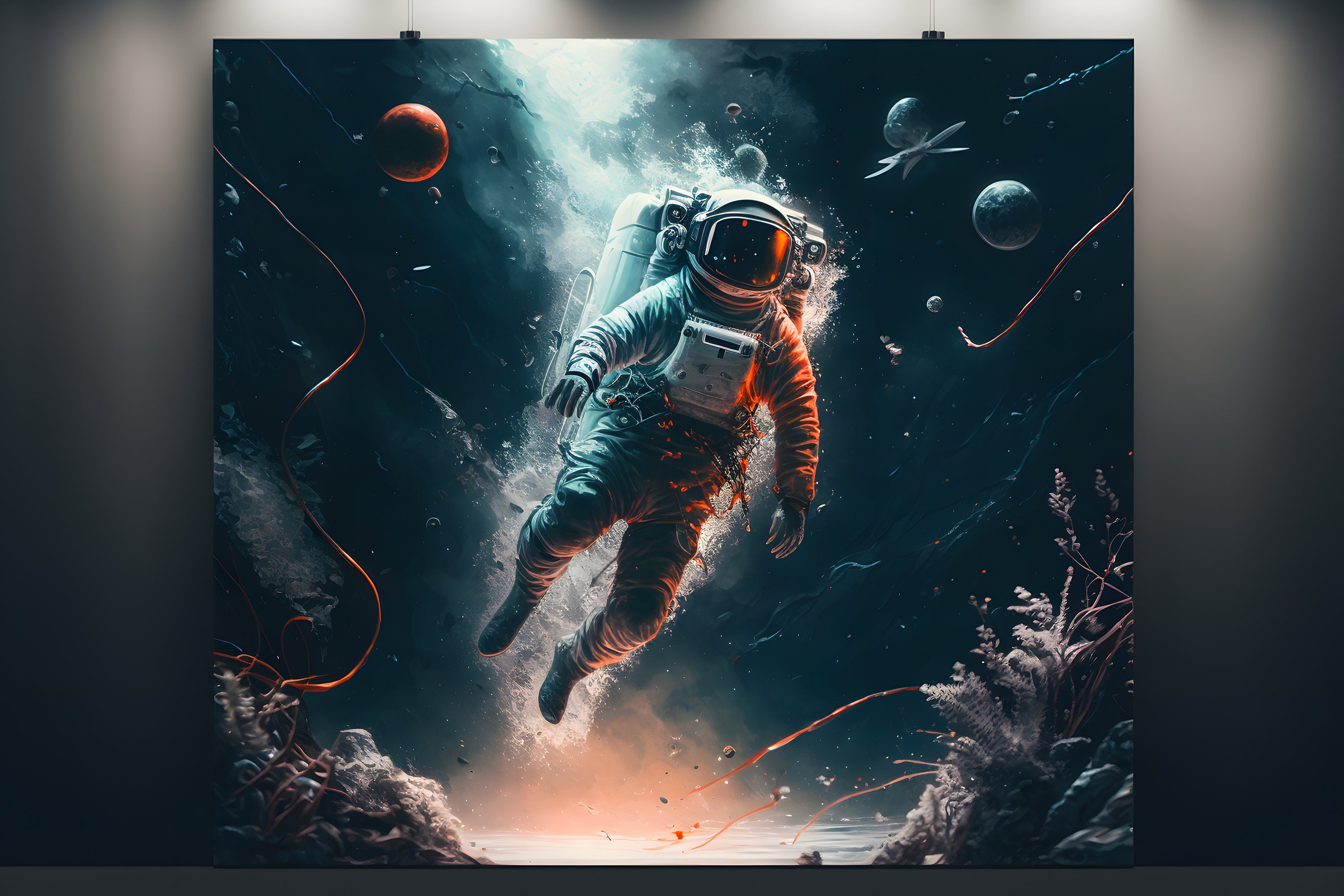 Astronaut Floating Underwater | Abstract, Square, Galaxy, Stylistic ...