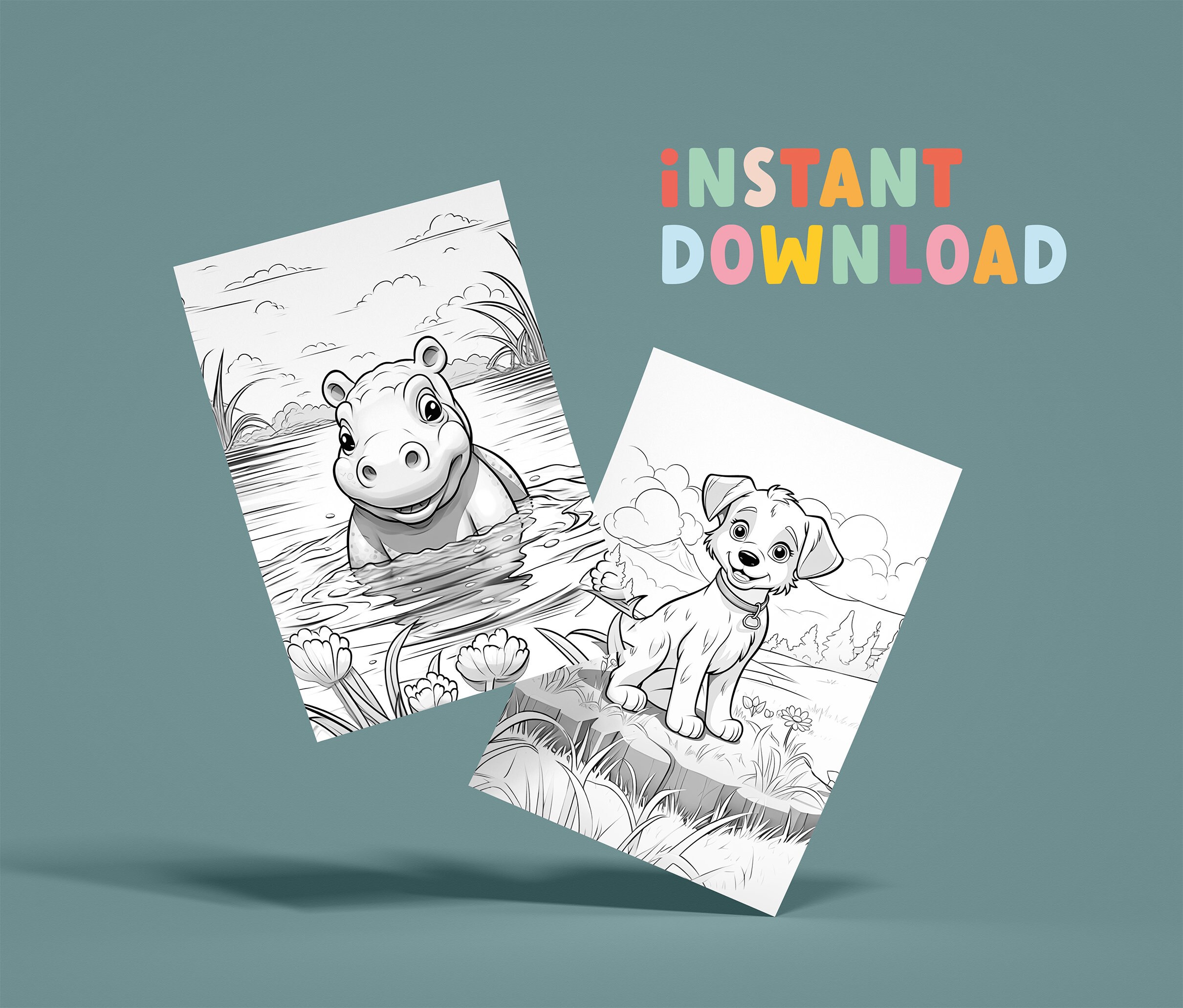 Colorful Critters Kids Coloring Book 20 Page Digital Download, Cute ...