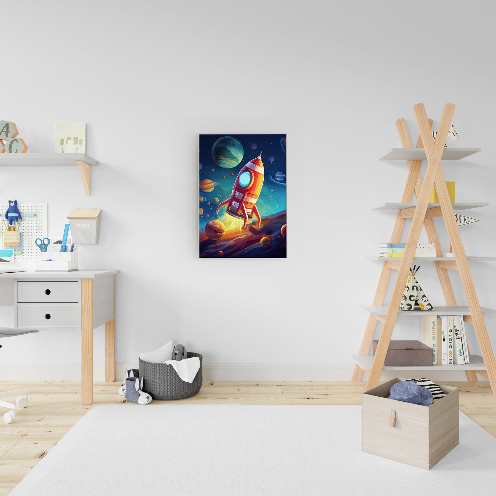 Colorful Space Poster for Kids Room Digital Download, 16x24 Inches - Etsy
