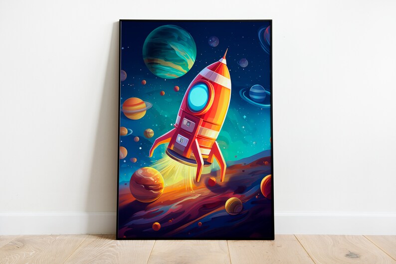 Colorful Space Poster for Kids Room Digital Download, 16x24 Inches - Etsy