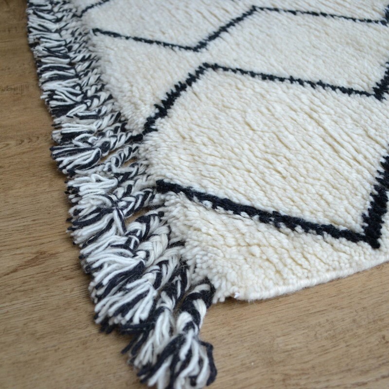 Hand Knitted Moroccan Wool Rug Handwoven by Berber Women - Etsy