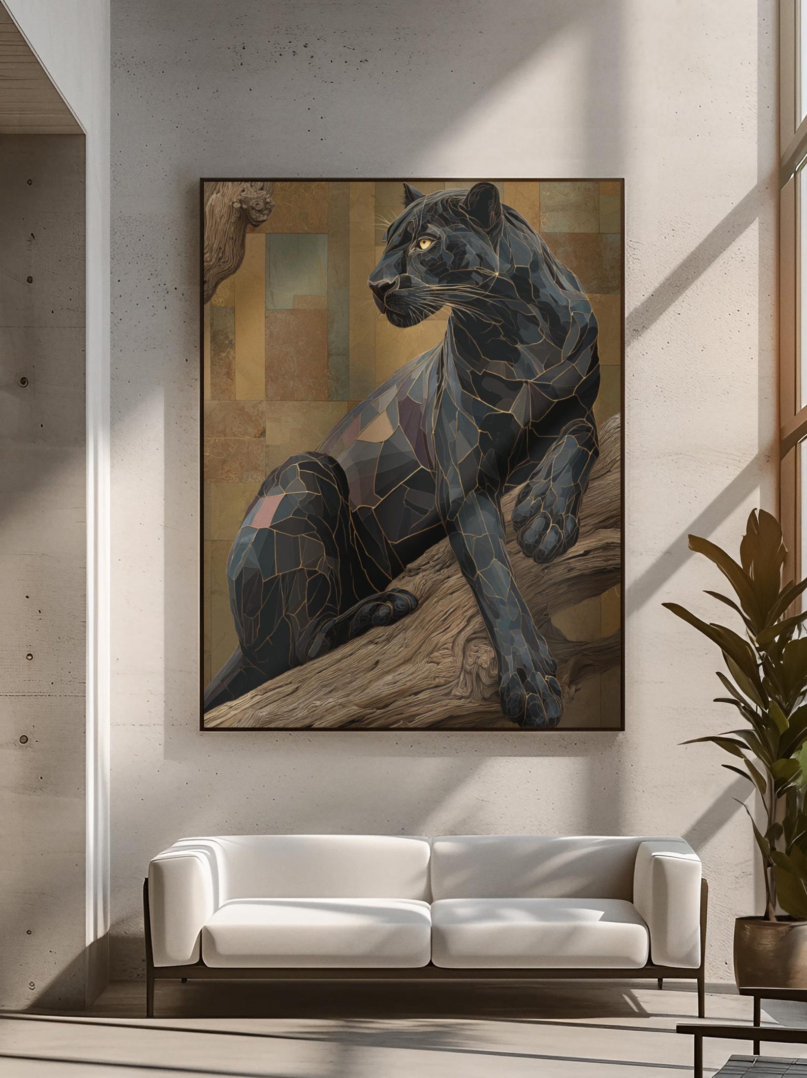 Digital Printable Black Jaguar - Abstract Geometric Design With ...