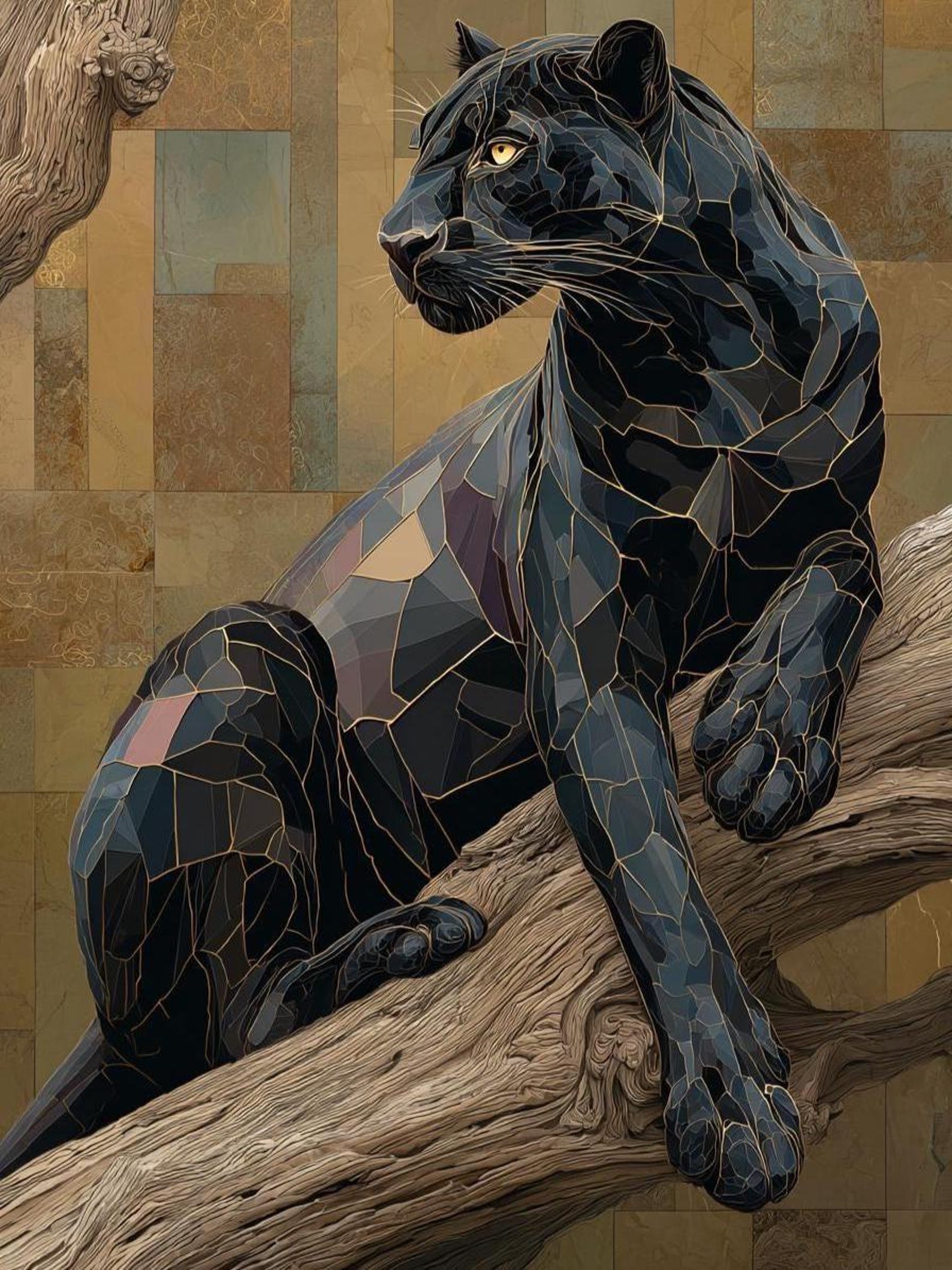 Digital Printable Black Jaguar - Abstract Geometric Design With ...