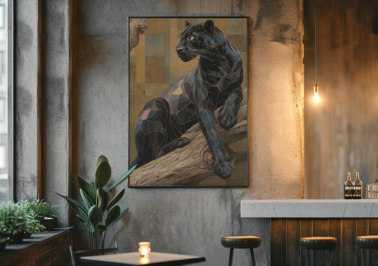 Digital Printable Black Jaguar - Abstract Geometric Design With ...