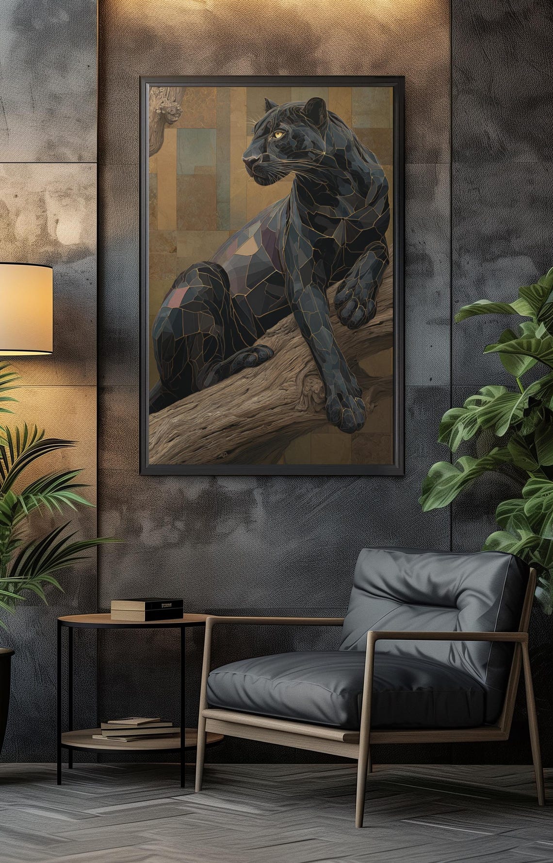 Digital Printable Black Jaguar - Abstract Geometric Design With ...