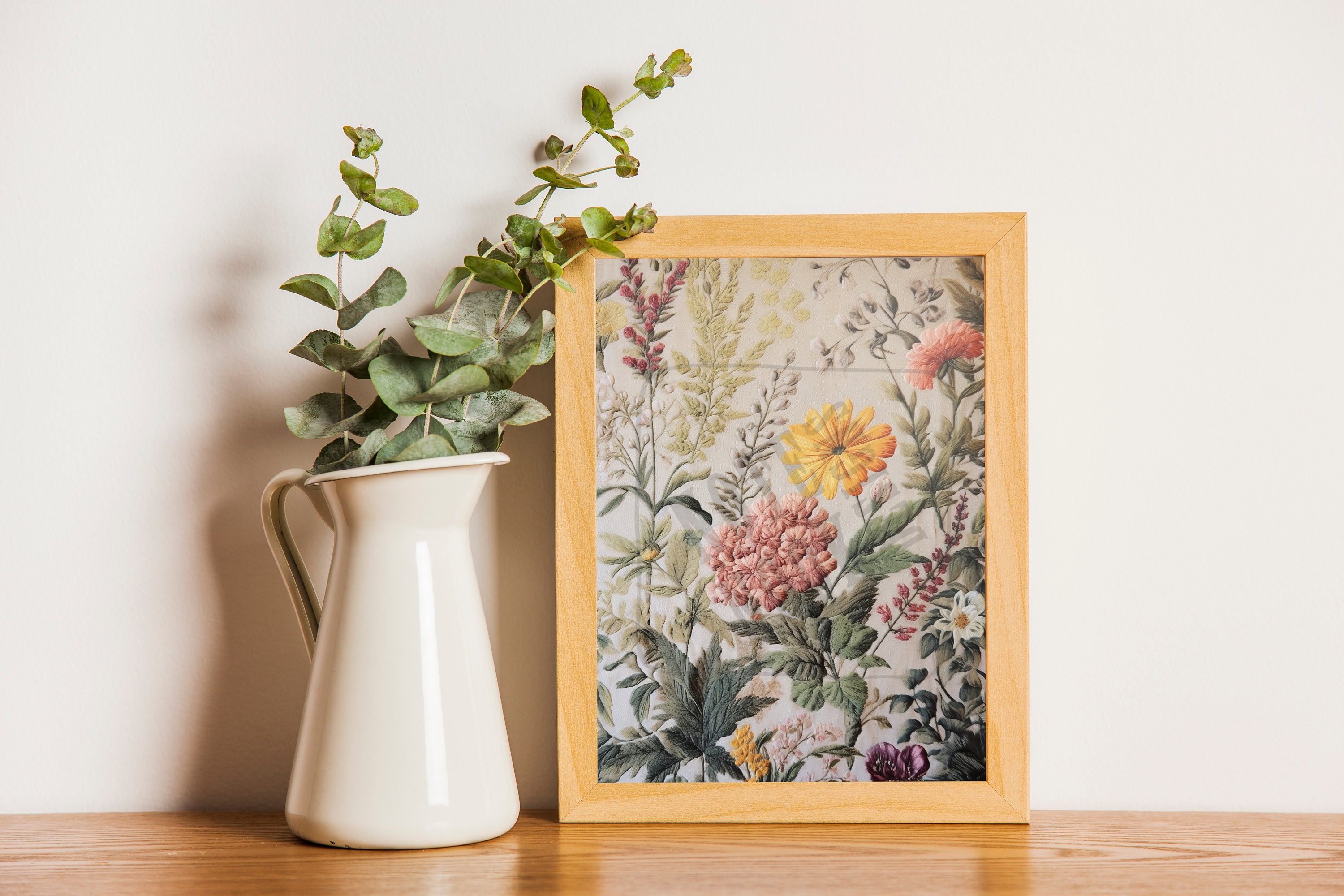 Embroidered Botanical Flower Wall Art SET of 3 Textured - Etsy