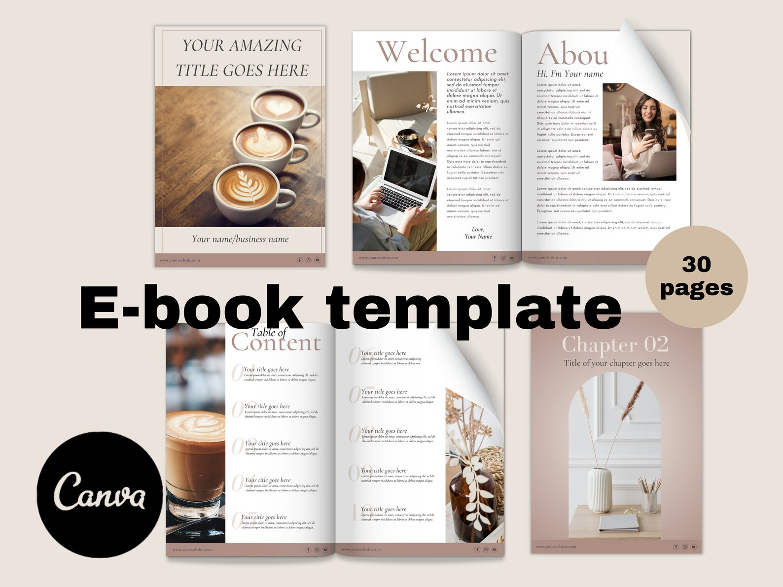 30 Page Ebook Template Canva | Editable Ebook Template | Ebook Digital ...