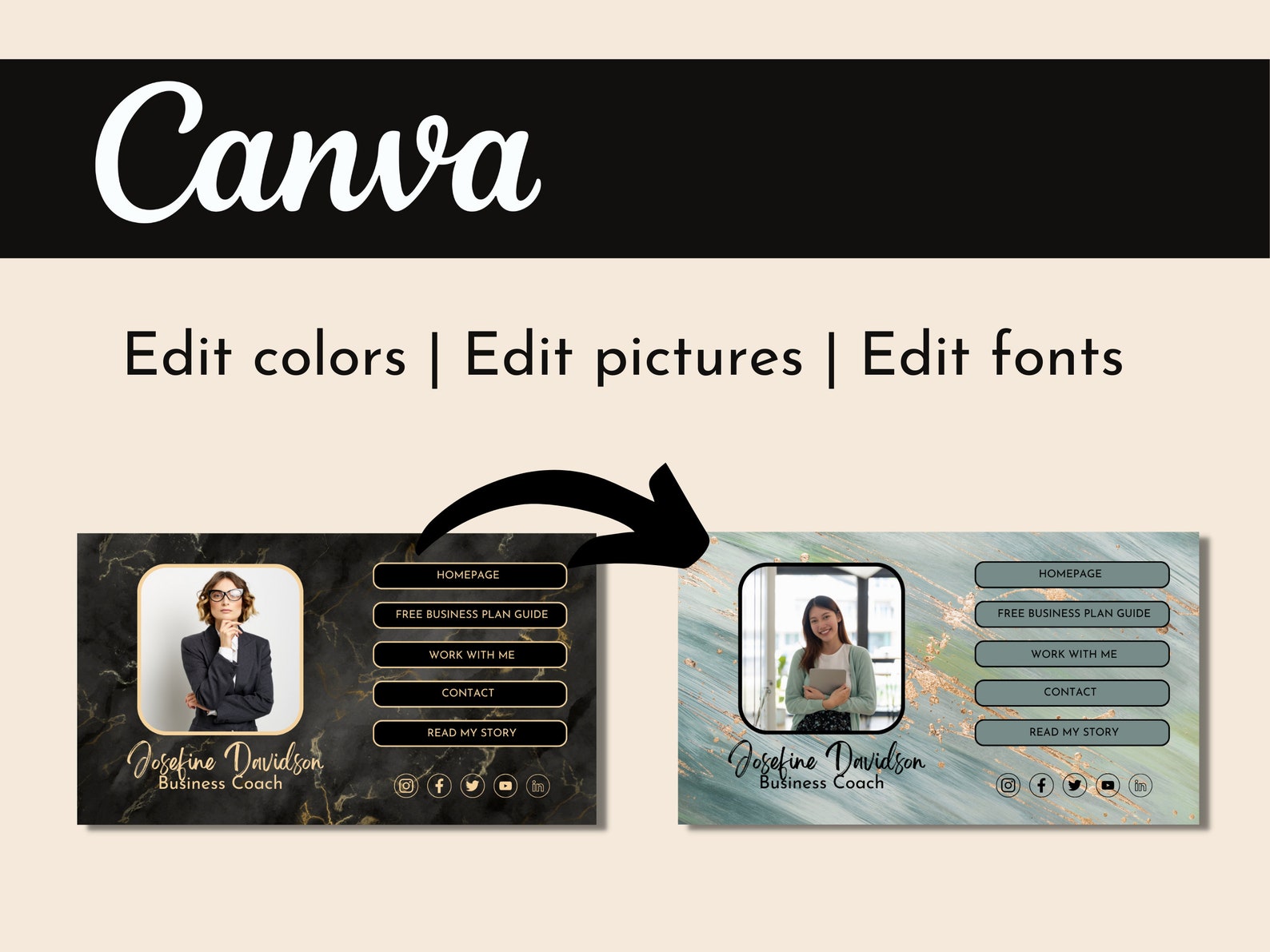 Canva Template Link in BIO Template Business Coach Canva Link in BIO - Etsy