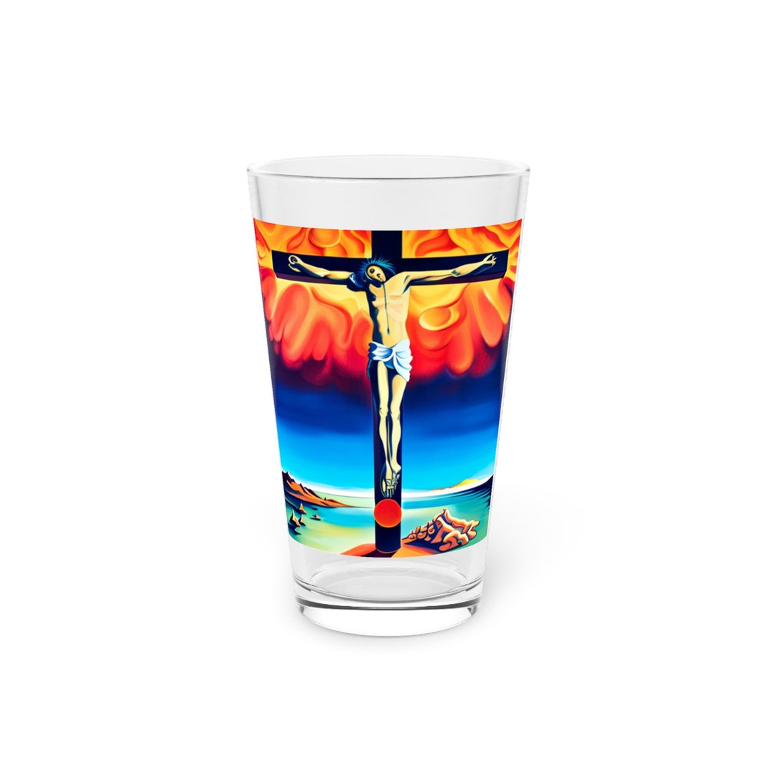 Christ on the Cross salvador Dali Design Pint Glass, 16oz - Etsy