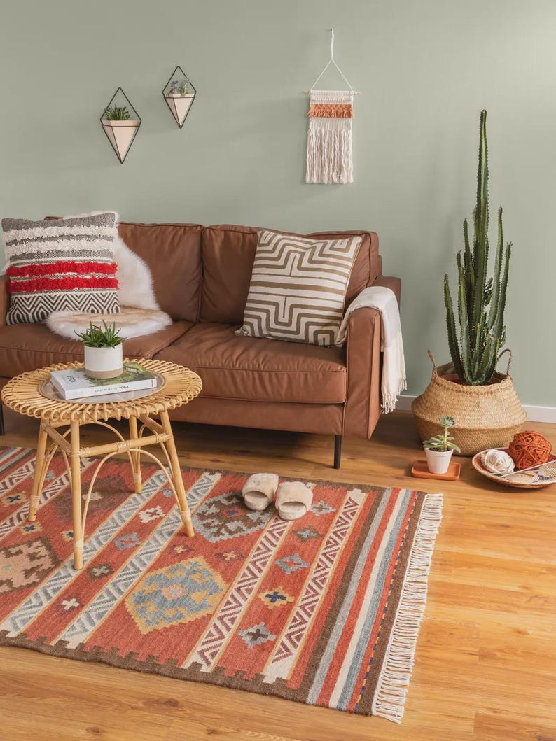 Buy Woolen Kelim ,handmade Southwestern Kilim Rug | Wool Tribal ...