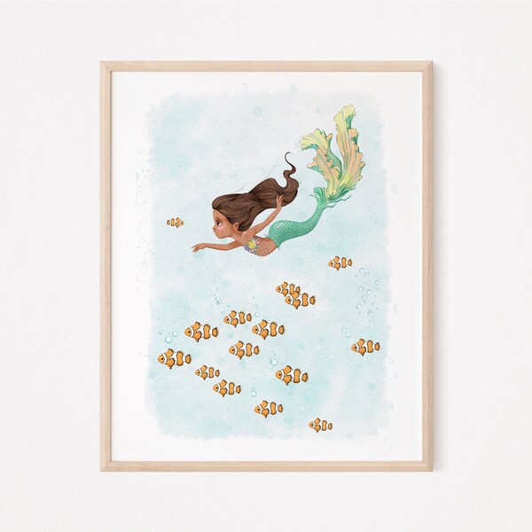 Modern Mermaid Art - Etsy