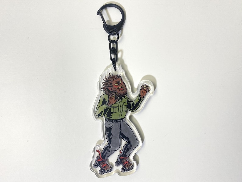 The Wolfman Keychain - Roller Skater Charm - Spooky Acrylic Bag Charm ...