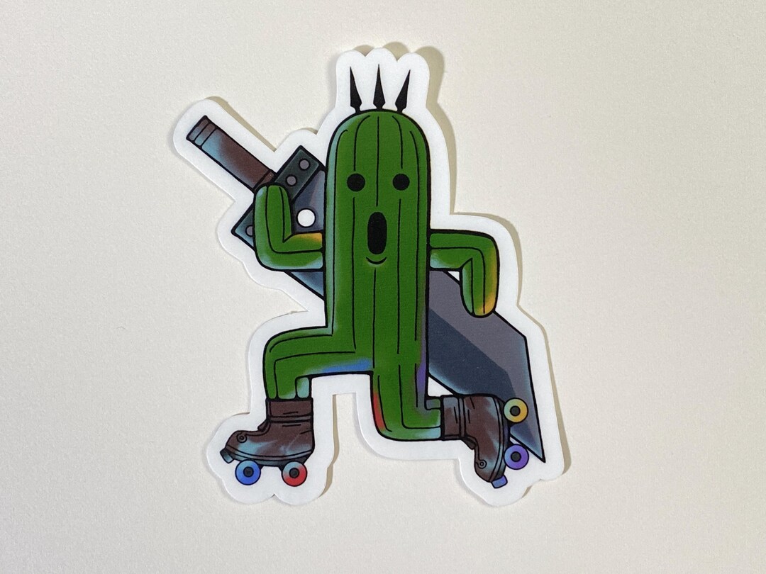 Final Fantasy Cactuar on Roller Skates - Matte Sticker - Etsy