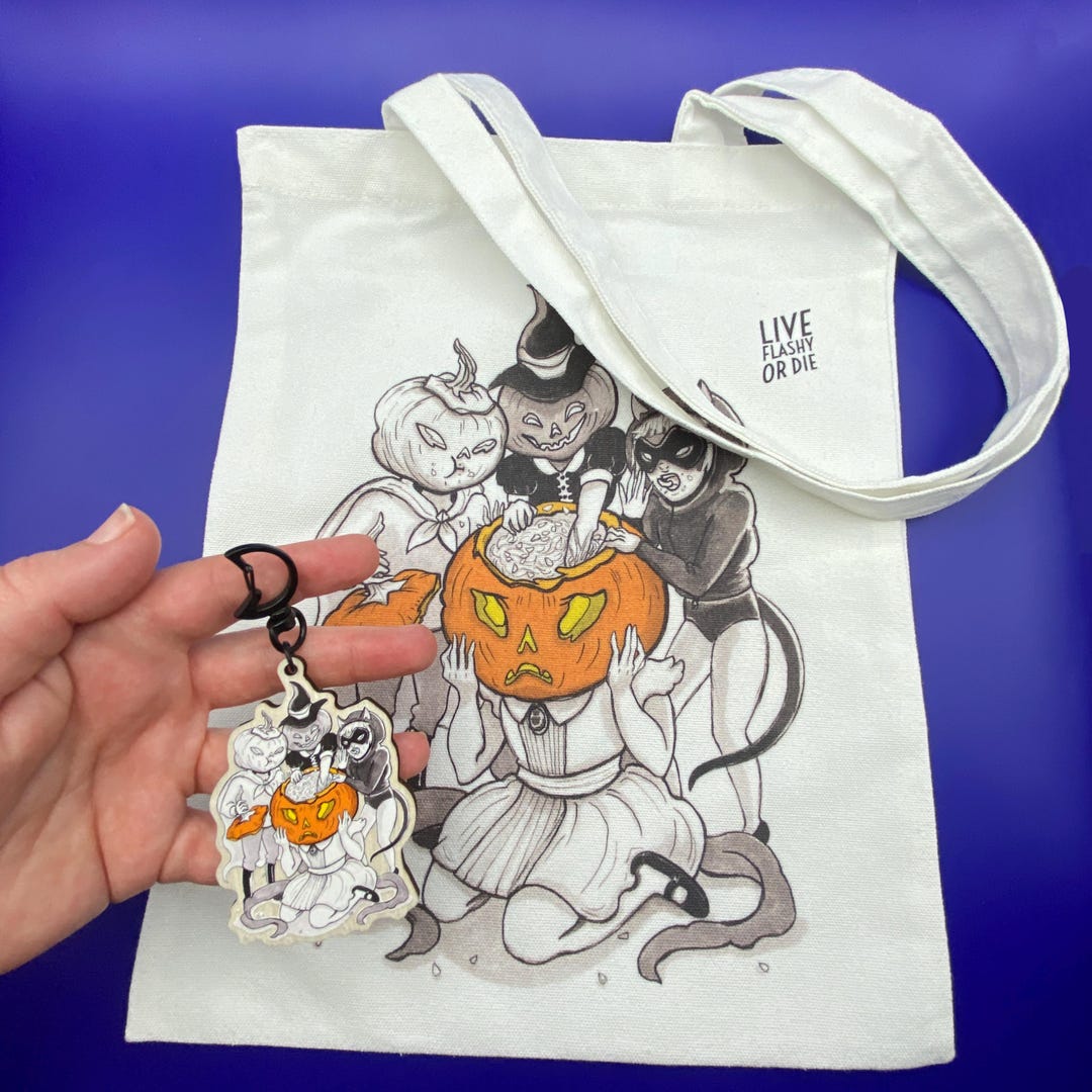 Rotten Kids Illustrated Tote Bag and Charm Keychain - Etsy