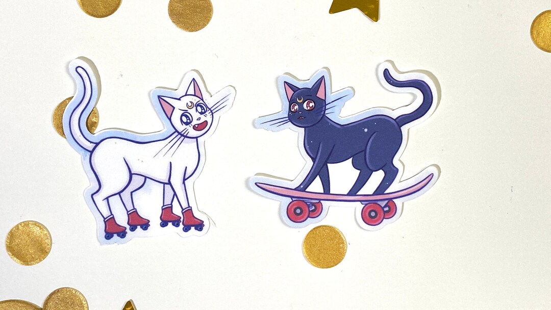 Sailor Moon Skater Cats Luna and Artemis - Matte Stickers - Etsy