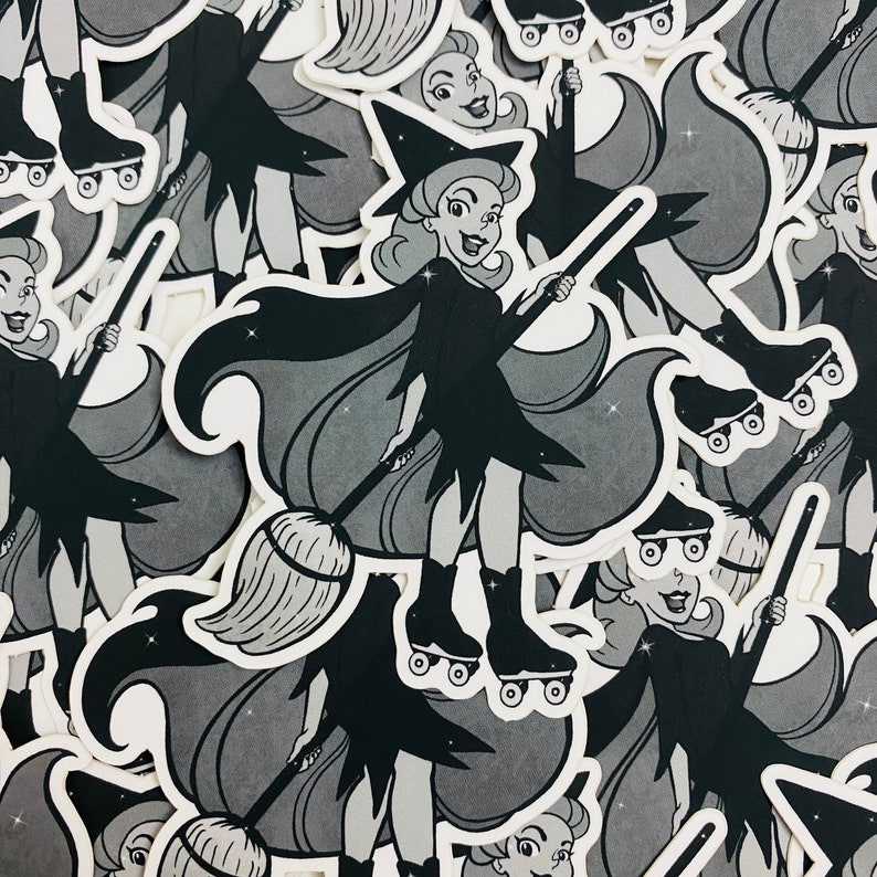 Spellbound Skate Witch | Retro Roller Skating Sticker | Bewitched ...