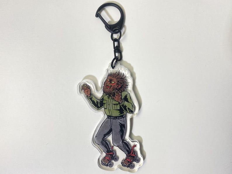 The Wolfman Keychain - Roller Skater Charm - Spooky Acrylic Bag Charm ...