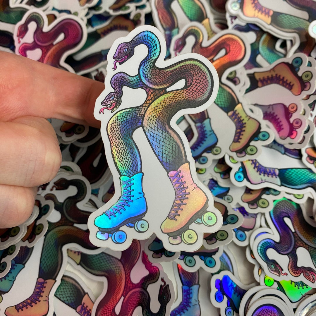 Snakes in Skates Sticker Rainbow Holographic Vinyl Sticker - Etsy