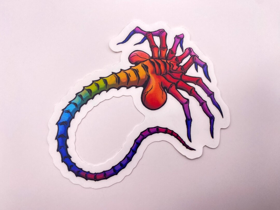 Rainbow Facehugger Alien - Matte Waterproof Sticker - Etsy