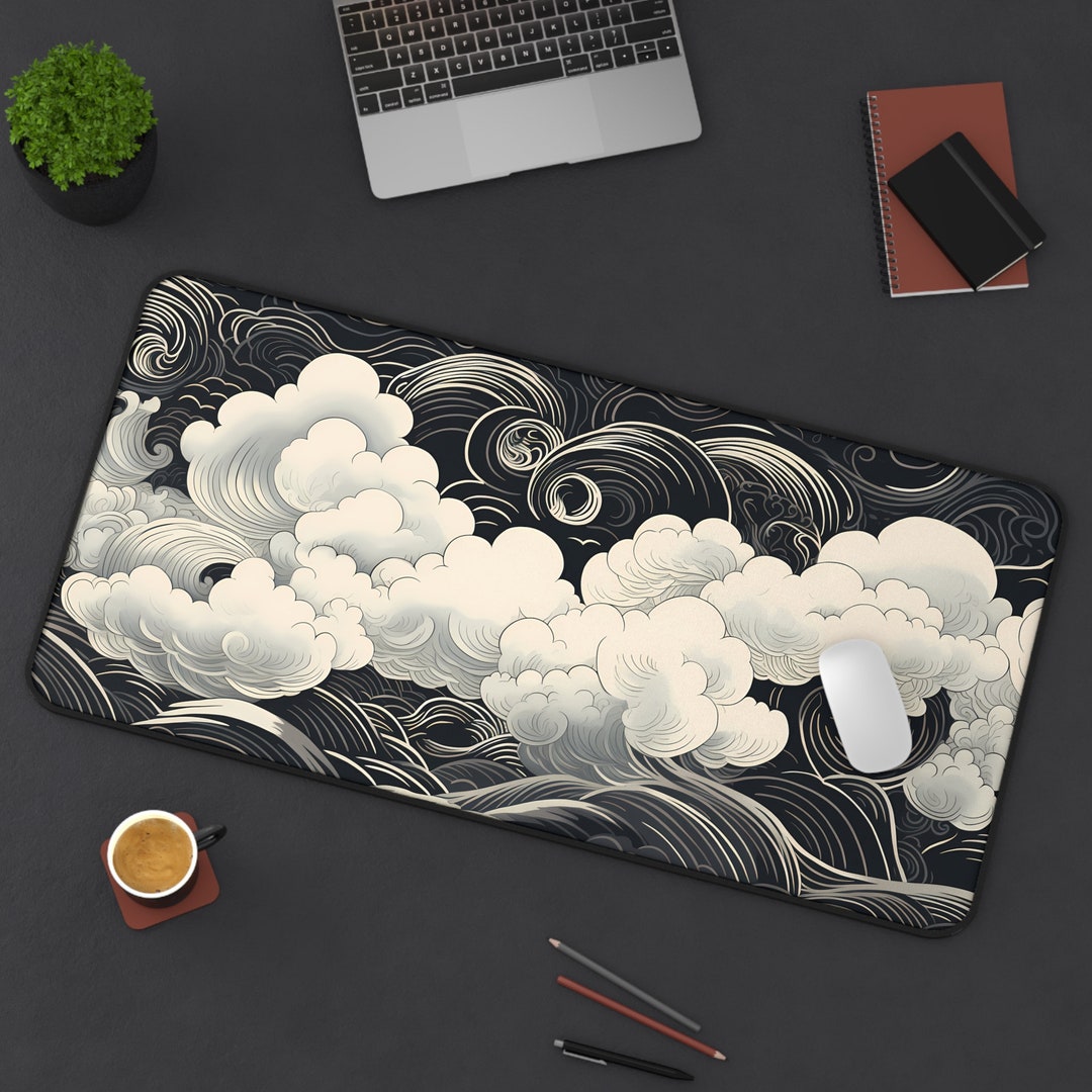 Black and White Clouds Art Custom Large Extended Gaming Mouse Pad ...