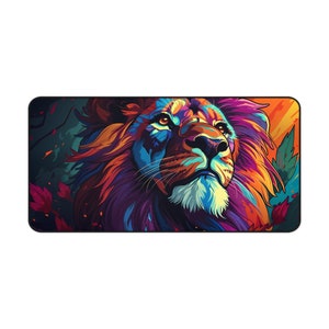 Colorful Lion Head Print Custom Large Extended Gaming Mouse Pad ...