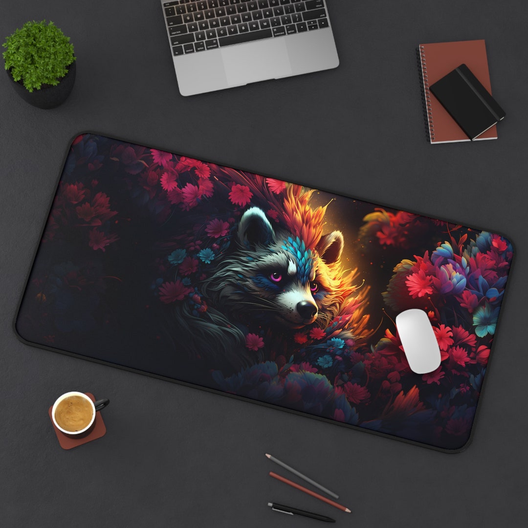 Tanuki With Flowers Custom Large Extended Gaming Mouse Pad - Etsy