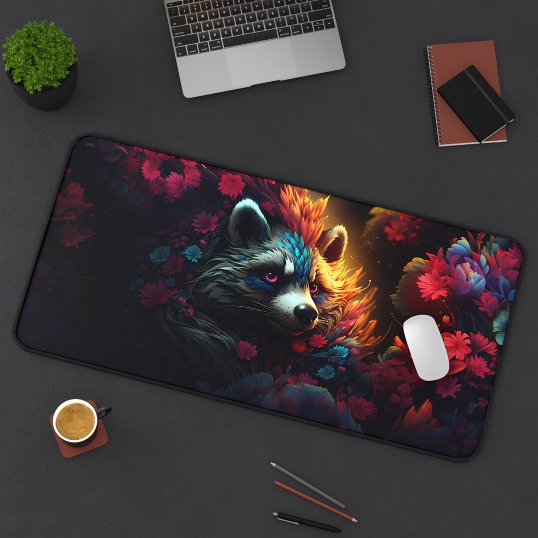 Tanuki With Flowers Custom Large Extended Gaming Mouse Pad, Graphical ...