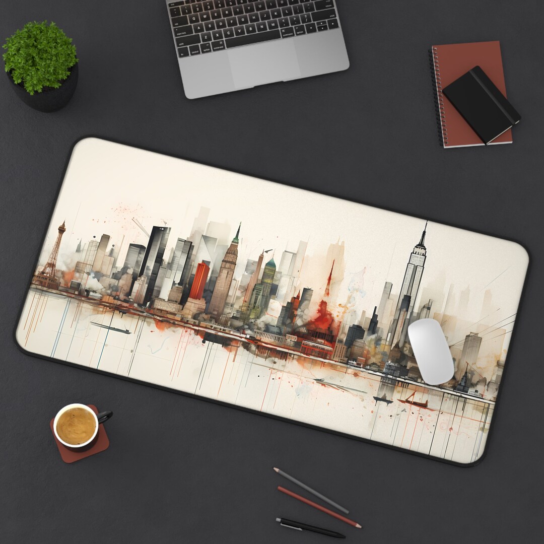 New York Cityscape Print, Custom Large Desk Pad, Extended Gaming Mouse ...