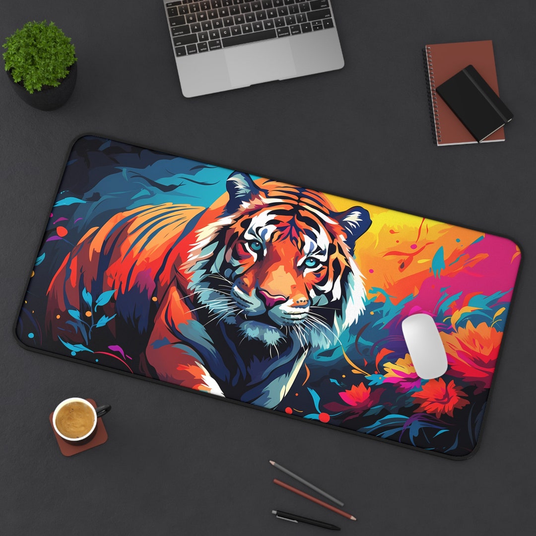 Tiger in the Forest Custom Large Extended Gaming Mouse Pad, Graphical ...