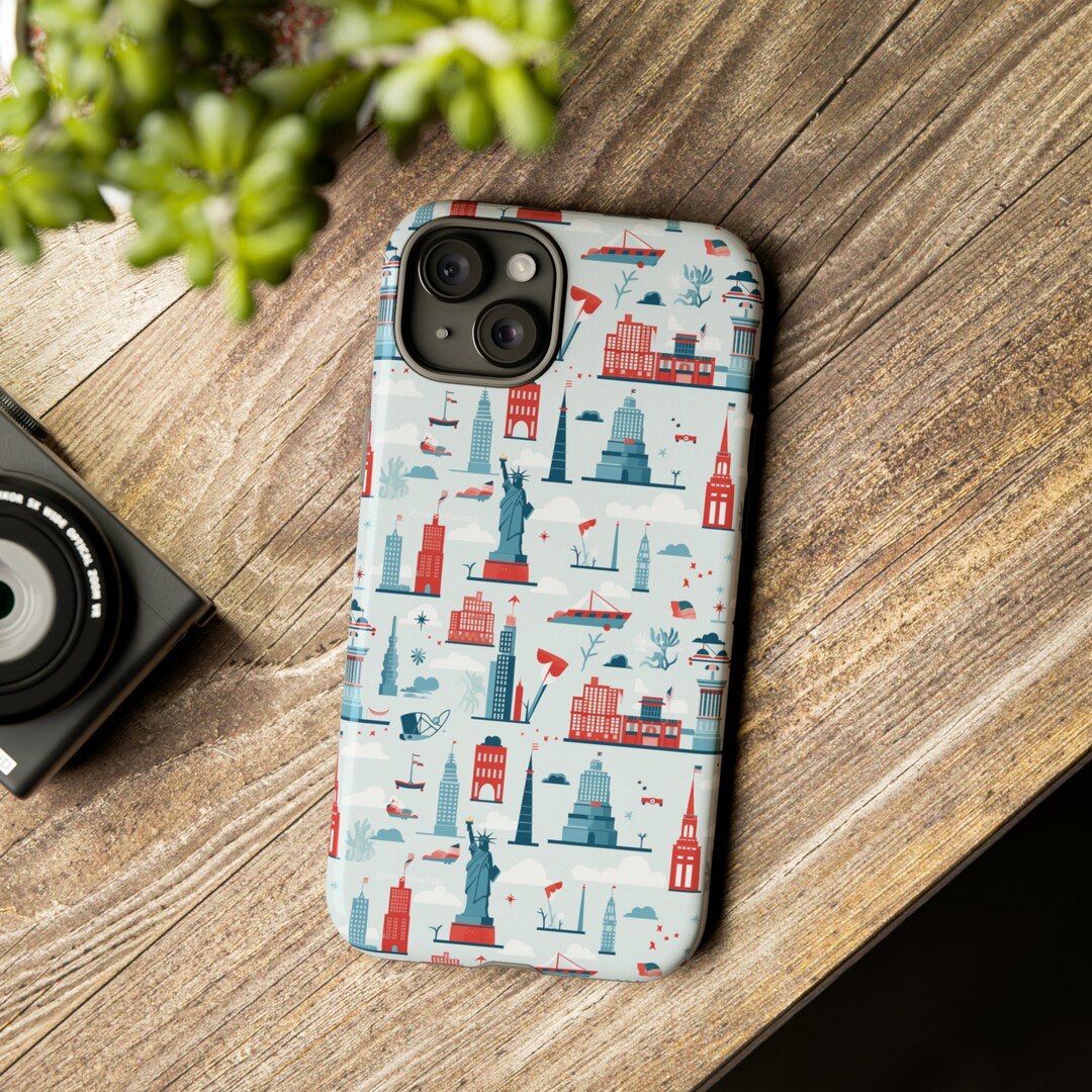New York City Landmarks Pattern Tough Phone Case, Unique NYC Phone ...