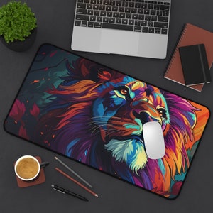 Colorful Lion Head Print Custom Large Extended Gaming Mouse Pad ...