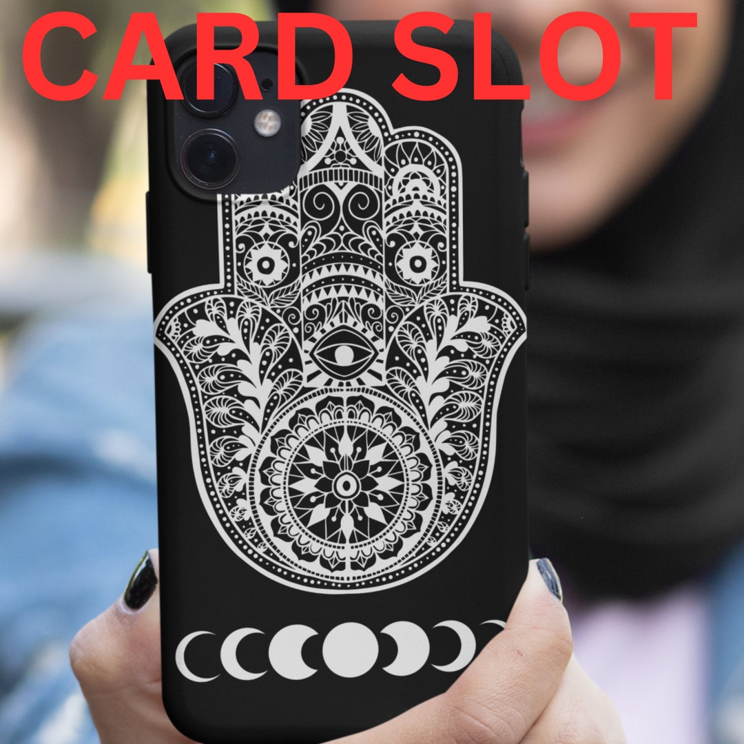Hamsa Hand Phone Case With Card Holder, iPhone 13 Case With Card Holder ...