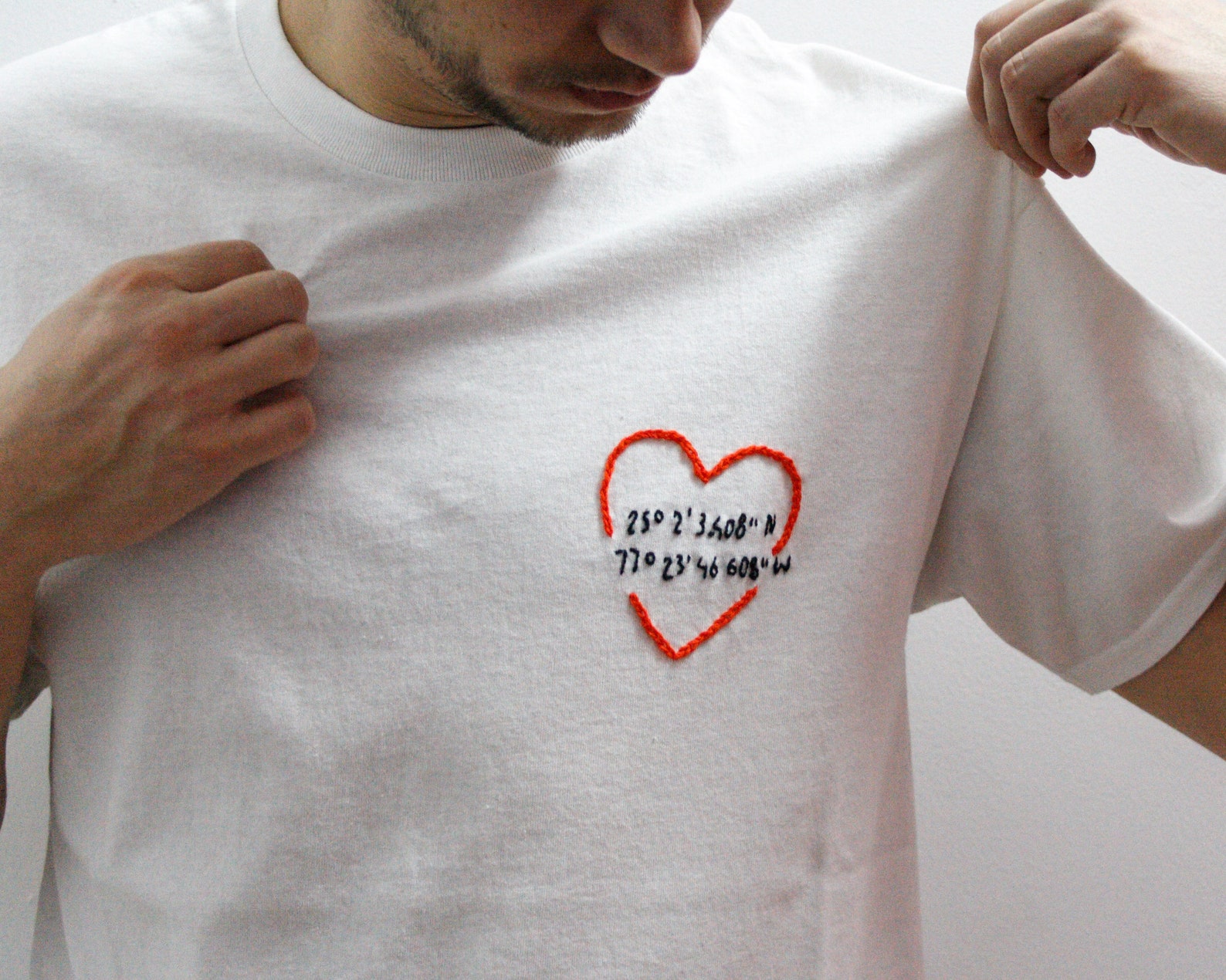 Customizable & Hand-embroidered 'love Location' T-shirt - Etsy