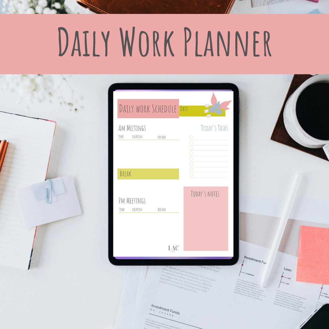 Office Daily Planner Organisation for Work Productive Office Schedule ...