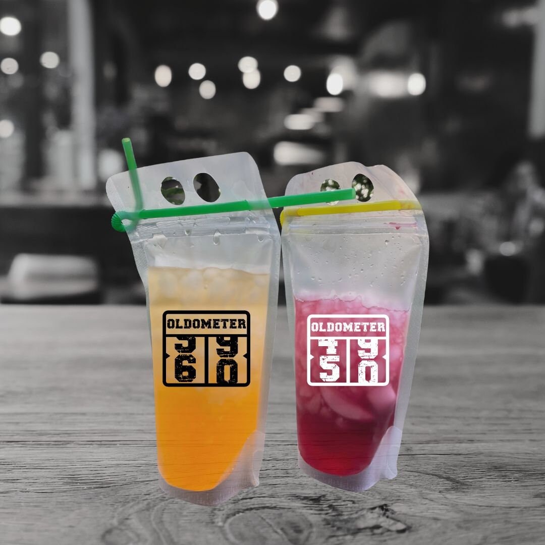 50th or 60th Birthday Beverage Bag, Oldtimer Birthday Adult Drink Pouch ...