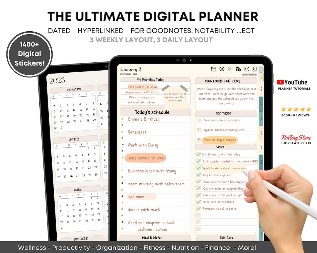 2024-2025 BOOX Note Air Ultimate Planner, Hyperlinked Digital Planner ...