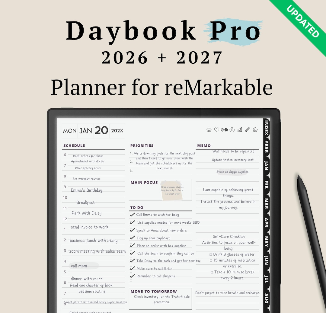Templates for Remarkable 2 Tablet 2026 + 2027 | Productivity Bundle ...