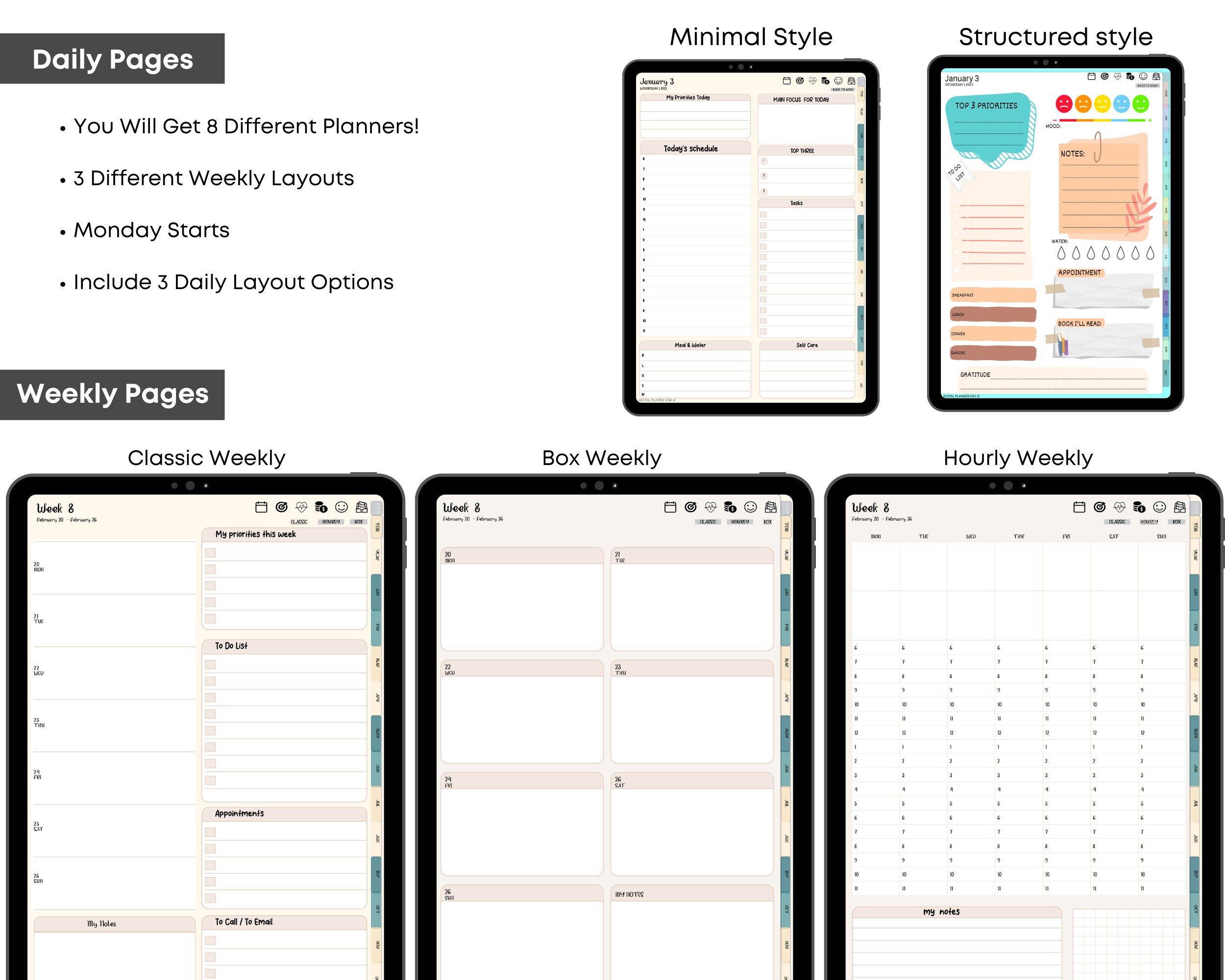 2024-2025 BOOX Note Air Ultimate Planner, Hyperlinked Digital Planner ...