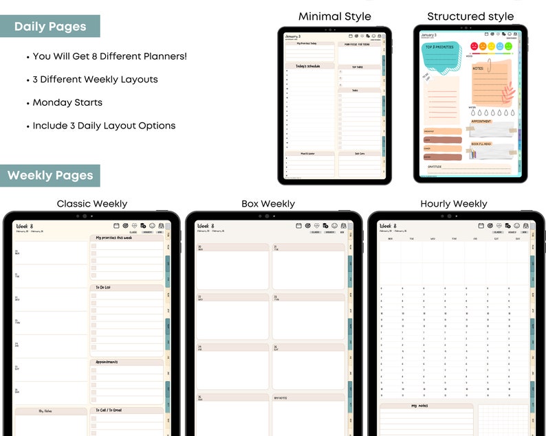 Digital Planner 2026, Self Care Planner, Monthly, Weekly, Daily ...