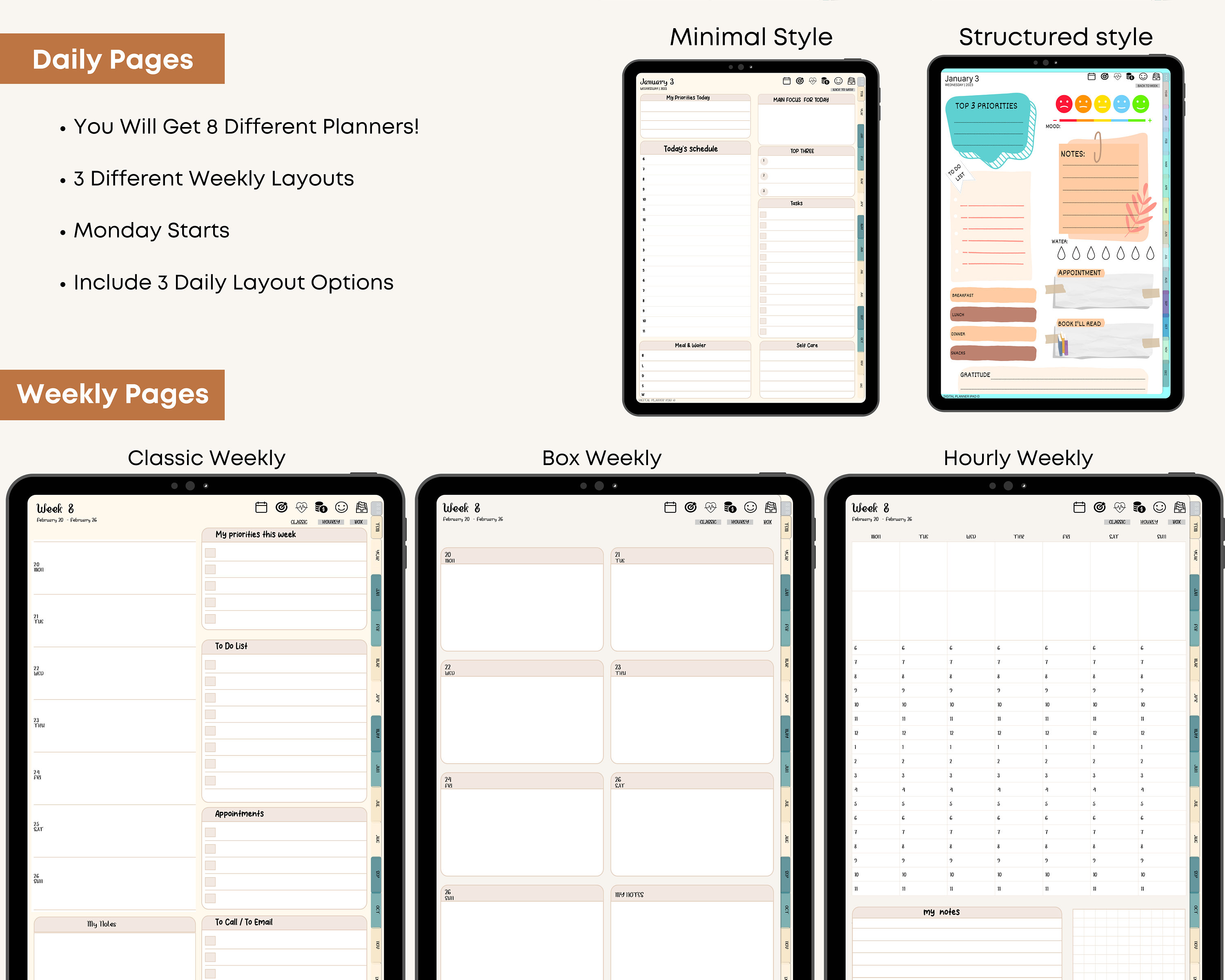 Remarkable 2 Templates Bundle 2024 2025 with Navigation Links Digital ...