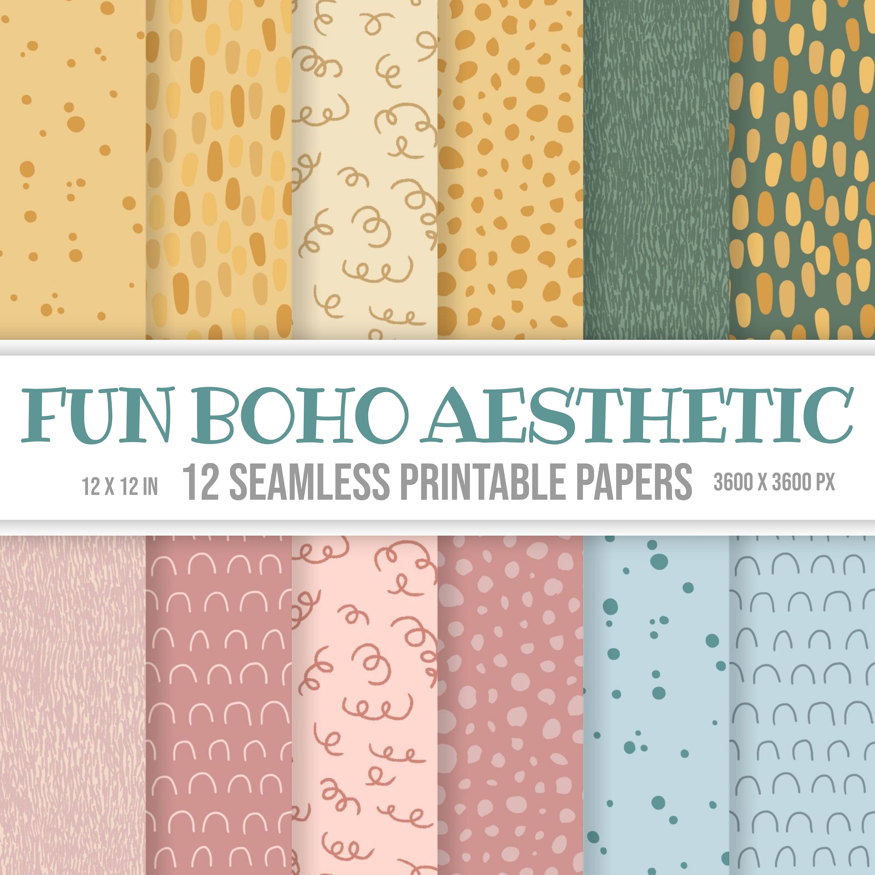 Printable Boho Scrapbook Paper, Seamless Nursery Pattern, Minimalistic ...