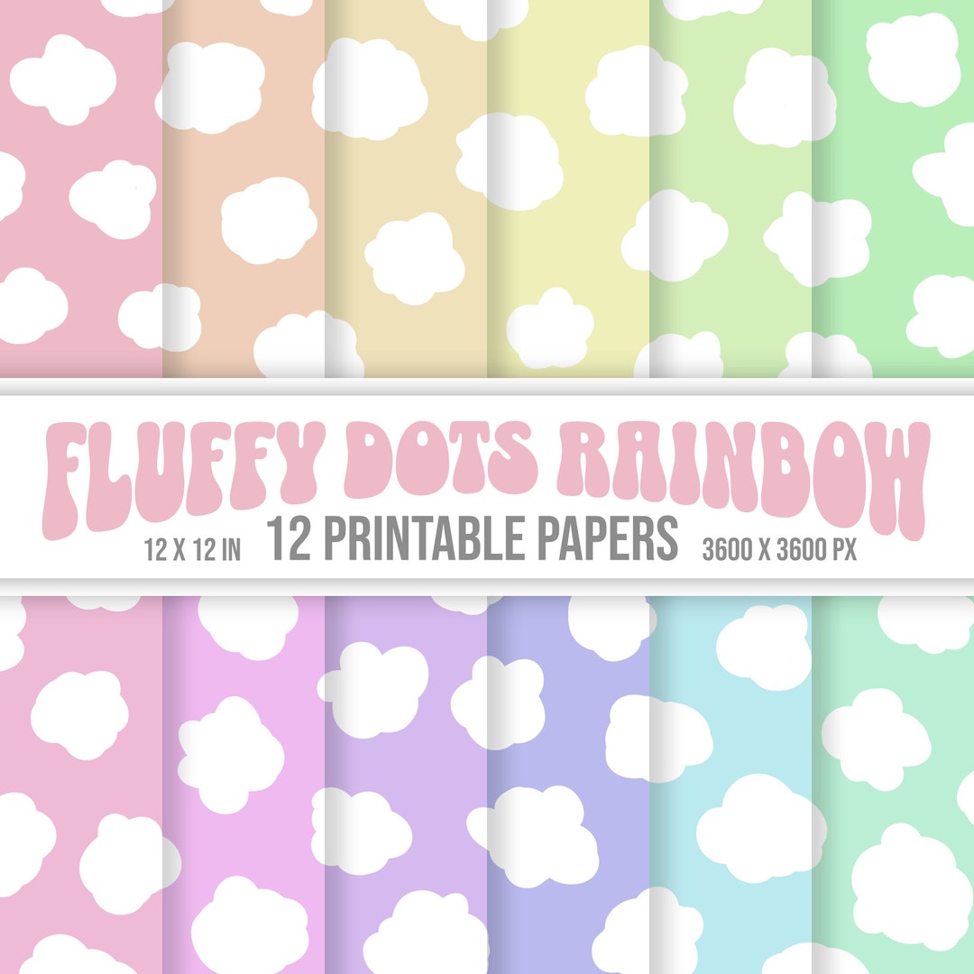 Rainbow Cloud Scrapbook Paper, Colorful Sky Backgrounds (digital ...