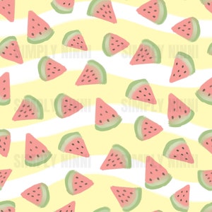 Summer Papers With Watermelons, Seamless Backgrounds With Fruit, Bright ...