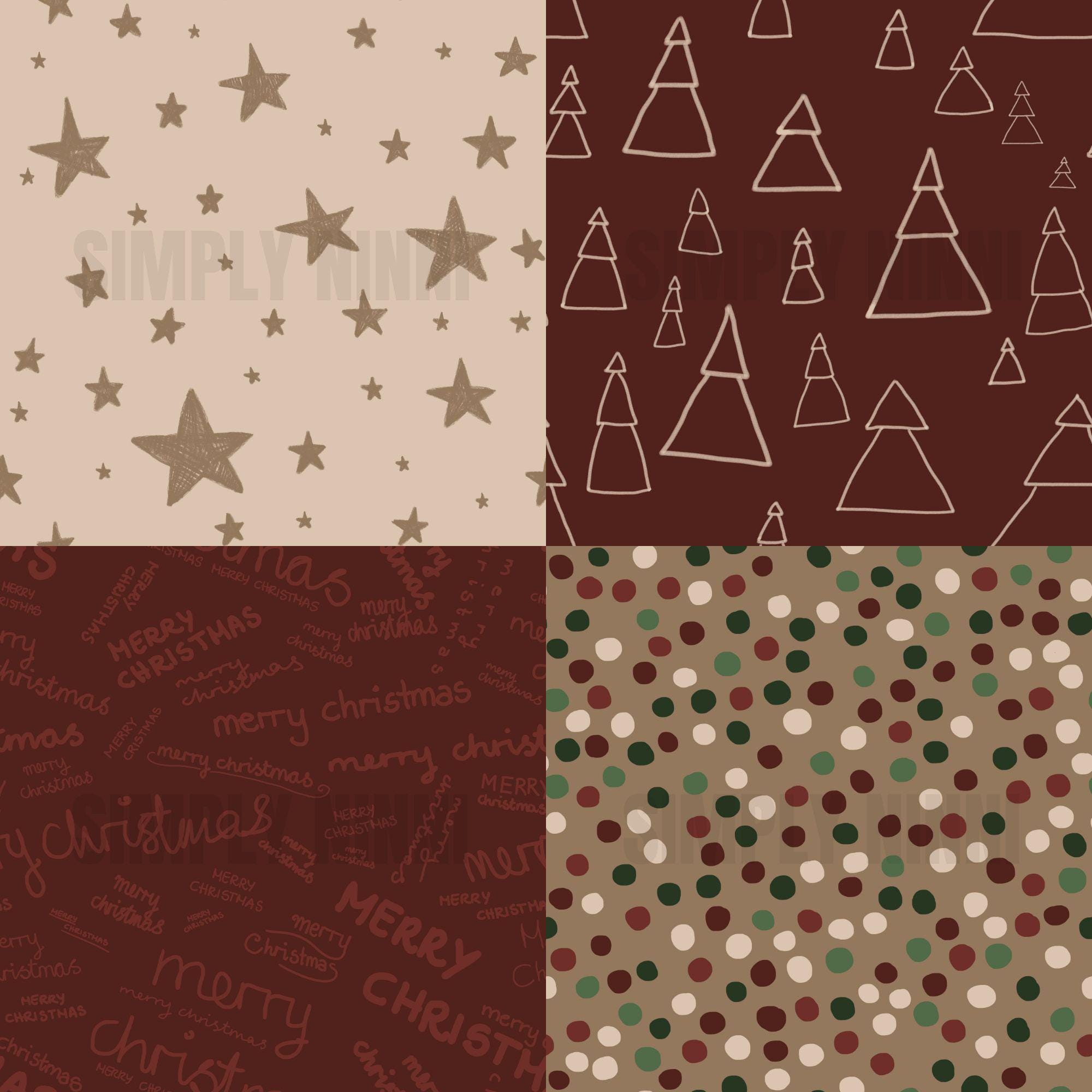 Christmas Digital Paper, Seamless Printable Christmas Scrapbook Paper ...