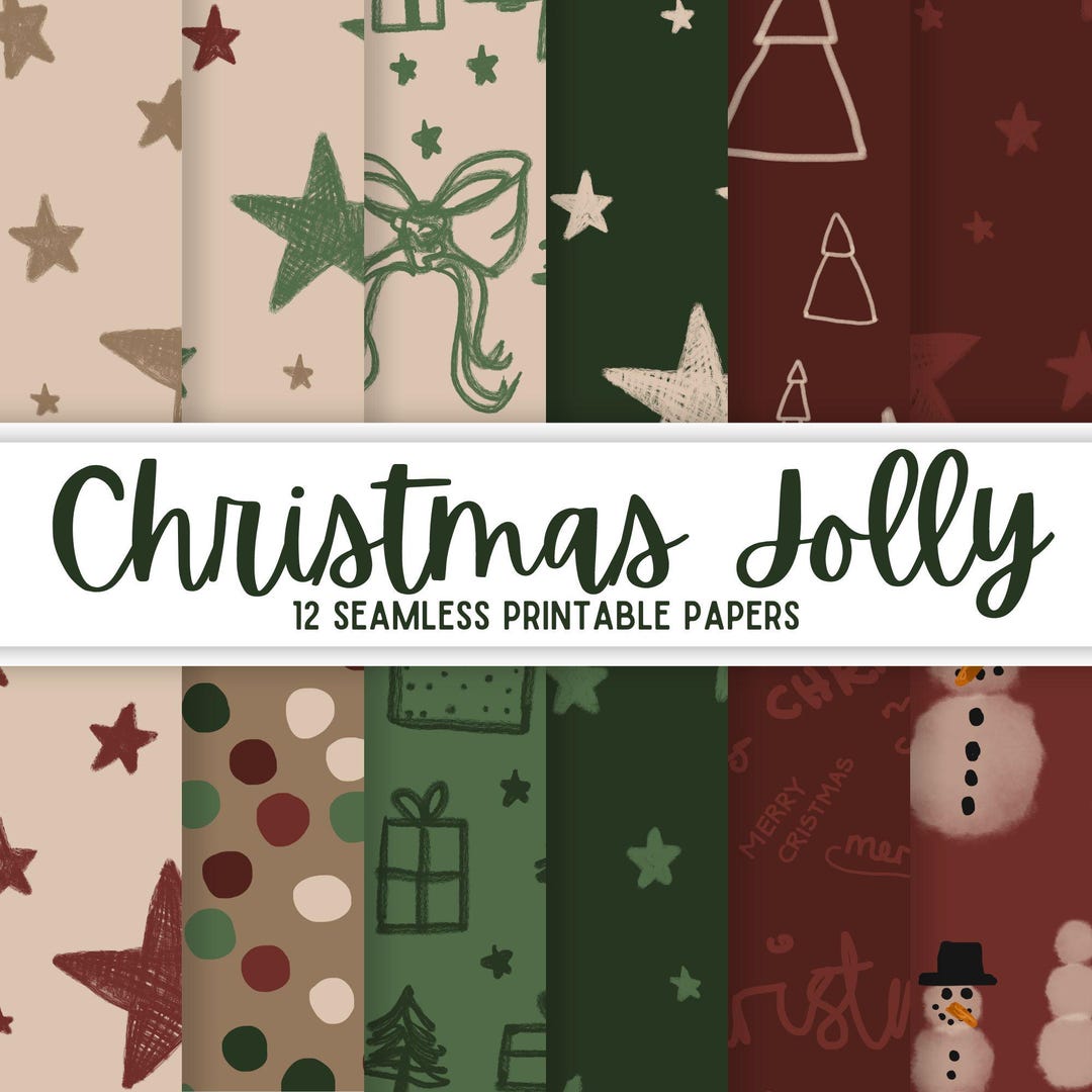 Christmas Digital Paper, Seamless Printable Christmas Scrapbook Paper ...