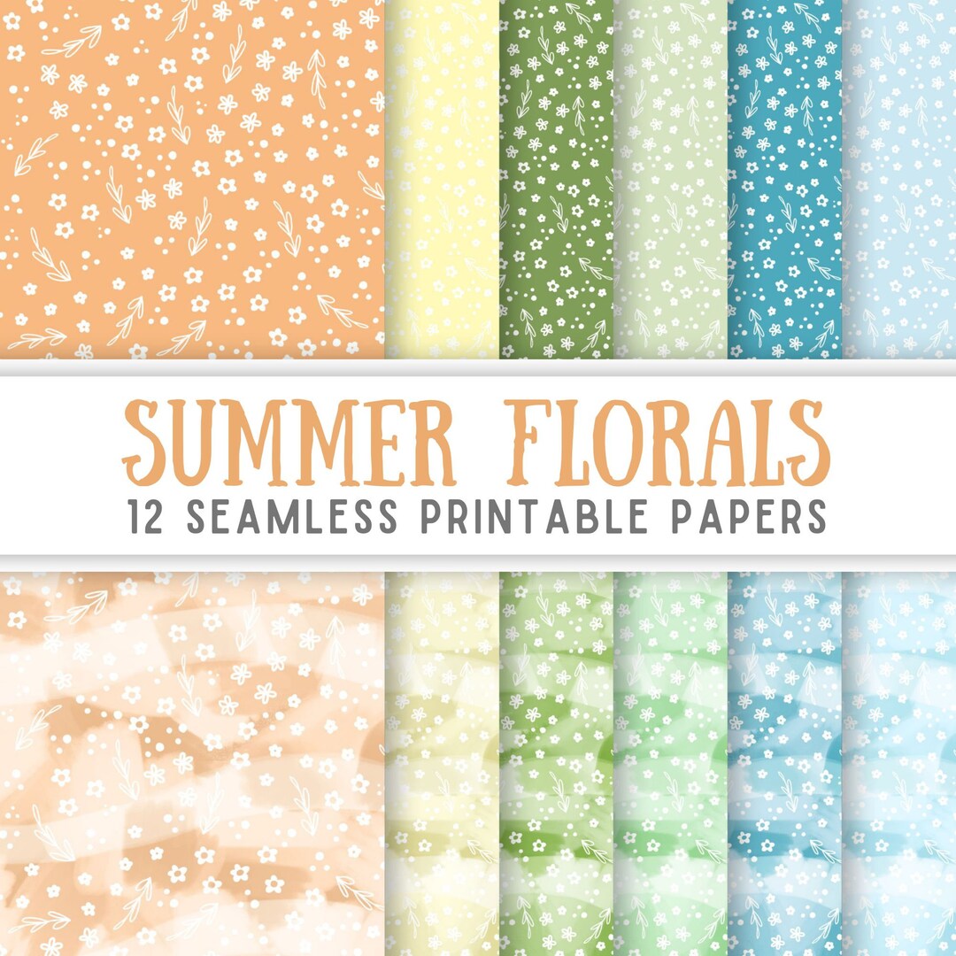 Summer Floral Scrapbook Paper, Digital Paper With Ditsy Florals ...