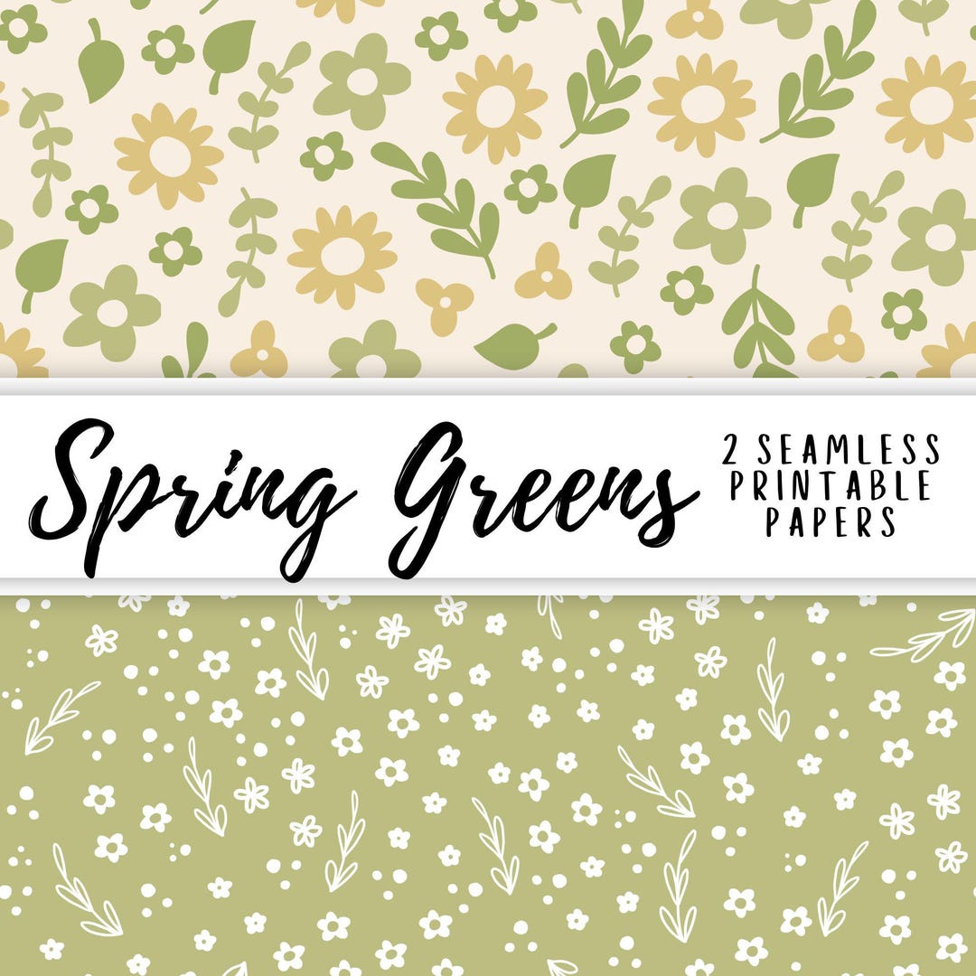 2 Cute Spring Flowers Digital Paper, Seamless Pattern in Muted Pastel ...