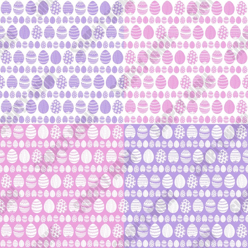 Pastel Easter Digital Papers, Seamless Easter Themed Digital Paper Pack, Decorated Easter Eggs ...