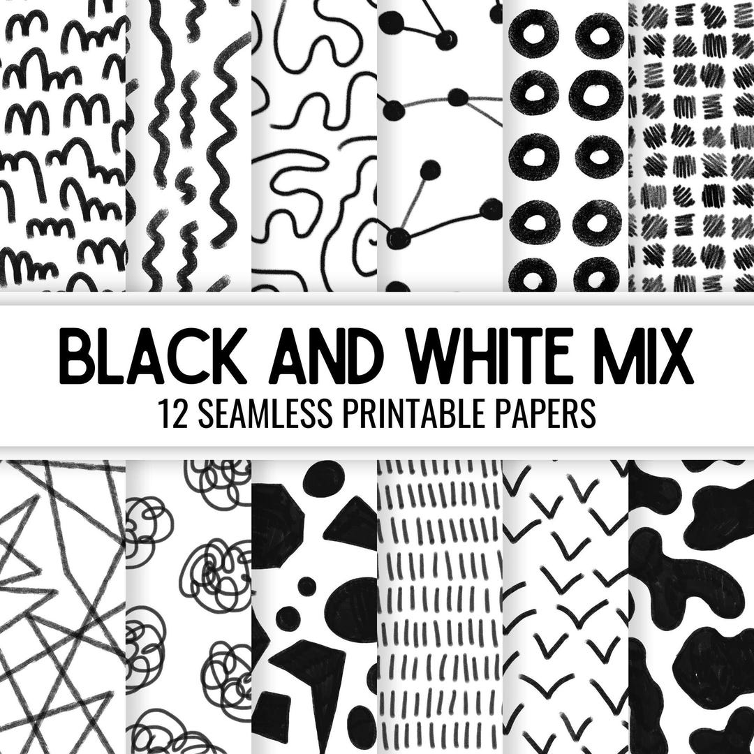 Black and White Paper, Seamless Digital Paper, Minimalistic Background ...
