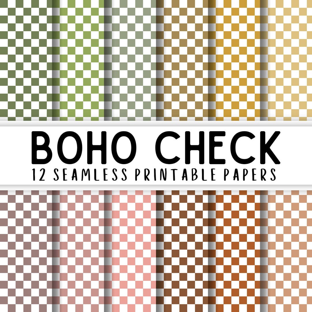 Boho Check Seamless Digital Paper, Bohemian Checkered Paper, Simple ...